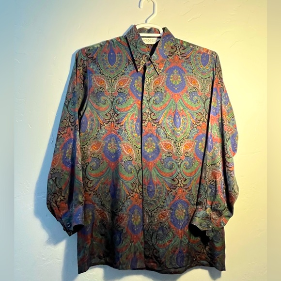 Genelli | Tops | Vintage Genelli Pure Silk Button Down Very Cool And ...